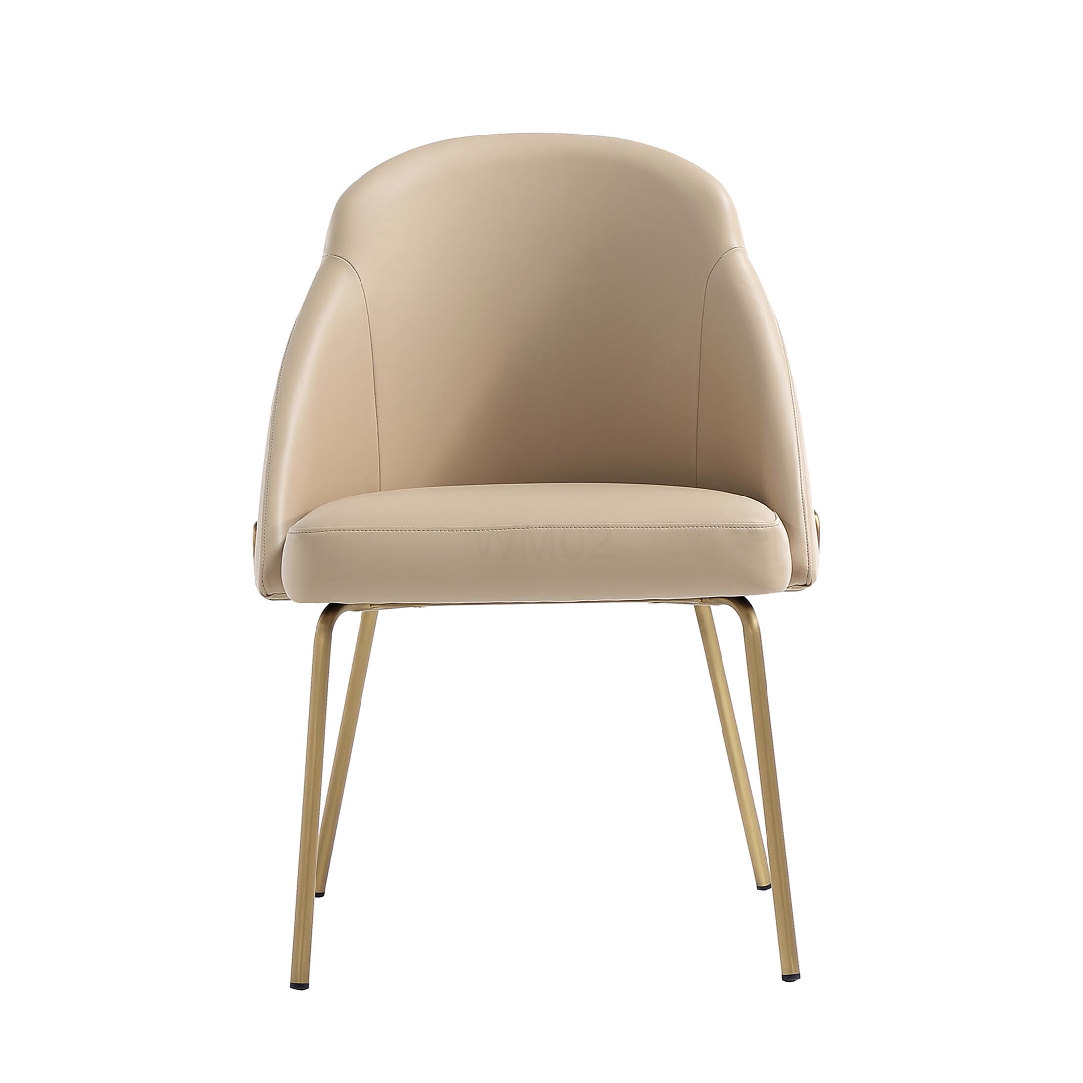 COSMOS Modern Tan and Gold Dining Chair with Leatherette Upholstery and ...