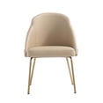 COSMOS Modern Tan and Gold Dining Chair with Leatherette Upholstery and ...