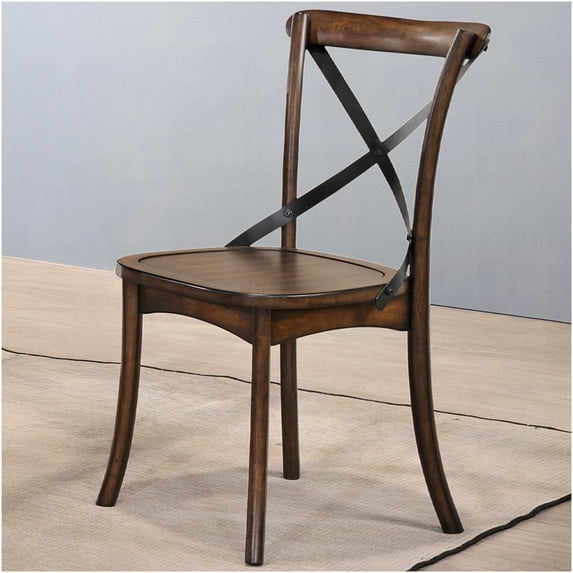 COSMOS Set of 2 Modern Dining Chairs with X-Back Metal Design and Dark ...