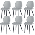 COSMOS Set of 6 Light Gray Modern Dining Chairs, Shell Back Metal Leg ...