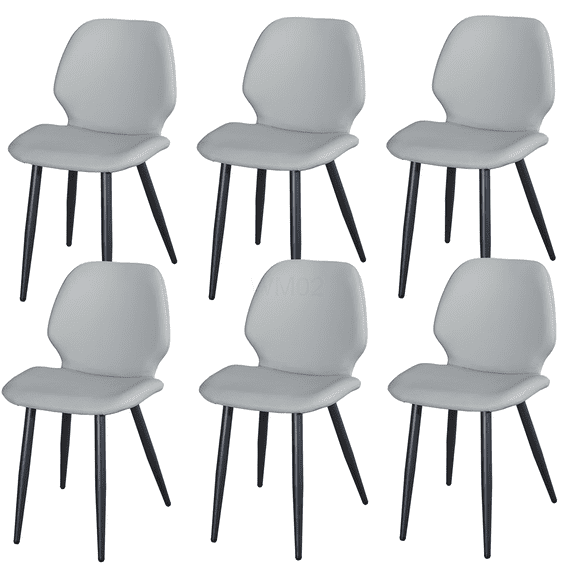 COSMOS Set of 6 Light Gray Modern Dining Chairs, Shell Back Metal Leg ...