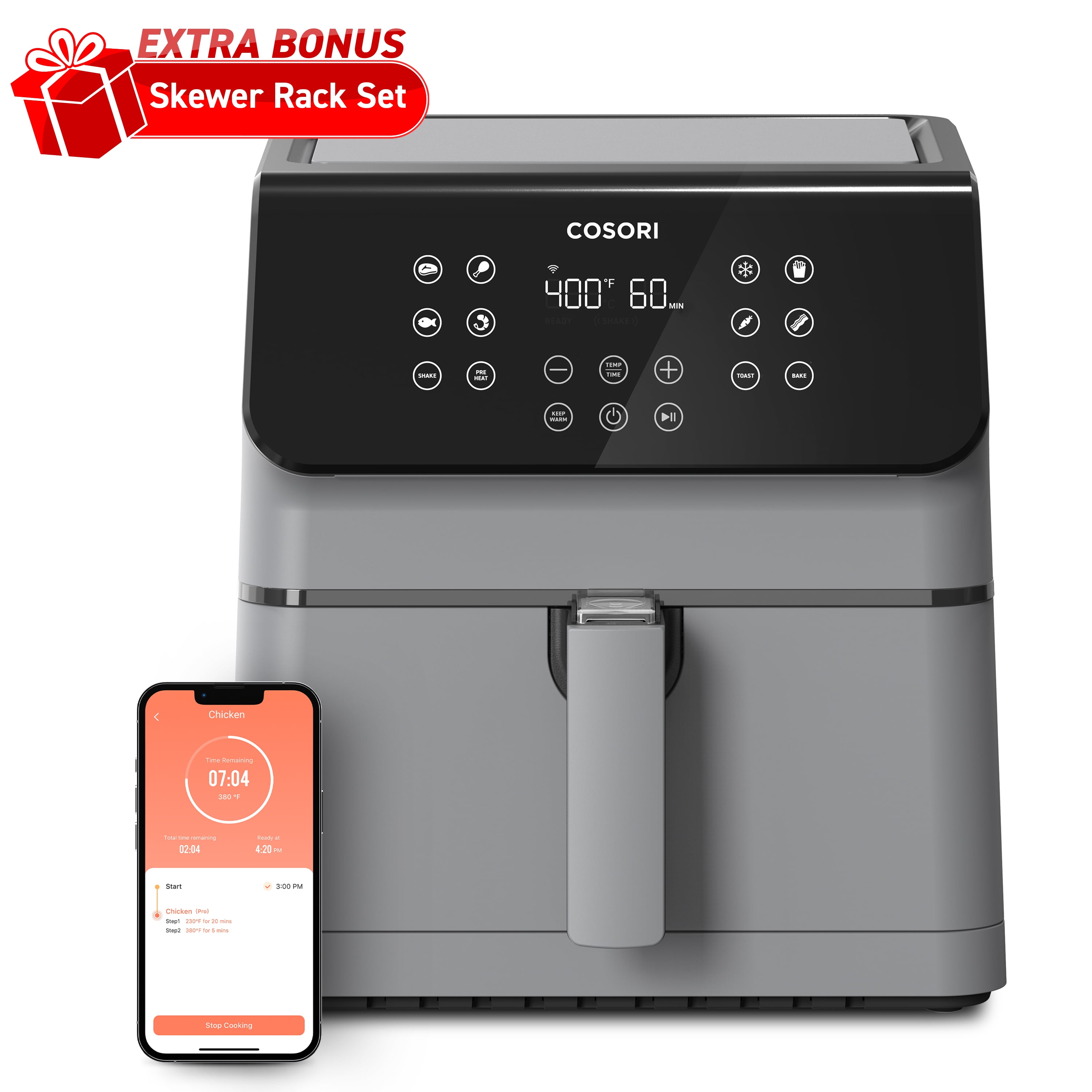 COSORI Pro II 5.8-Quart Smart Air Fryer, 12-in-1, Voice Control, Power ...
