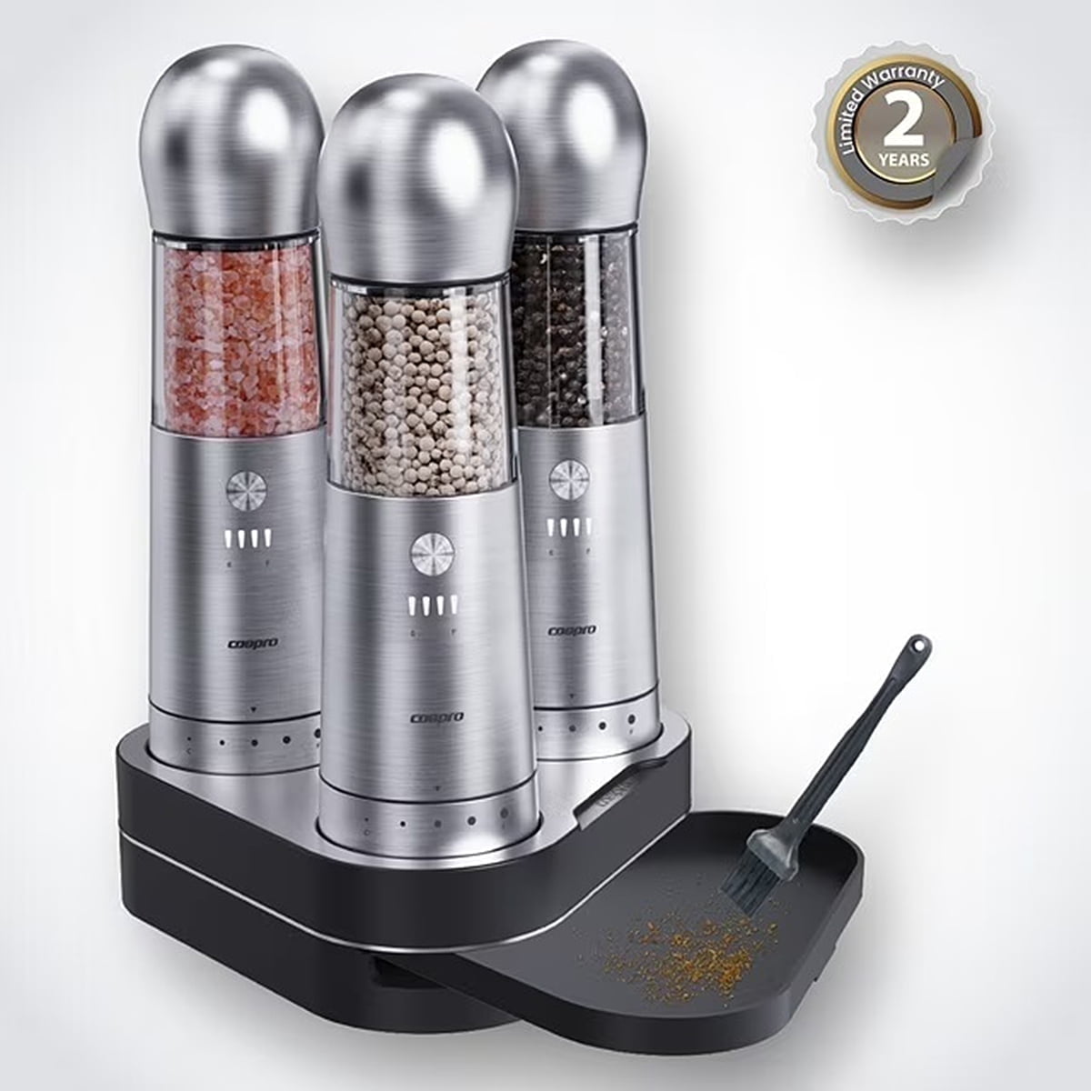 COSPRO 3-in-1 Wireless Charging Electric Salt and Pepper Grinder Set ...