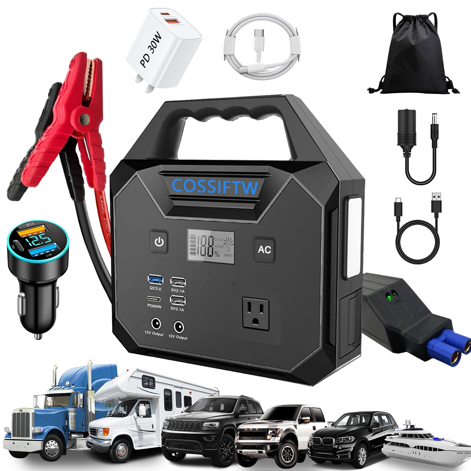 COSSIFTW 10000A Jump Starter for All 12V Gas & up to 15L Diesel Engine ...