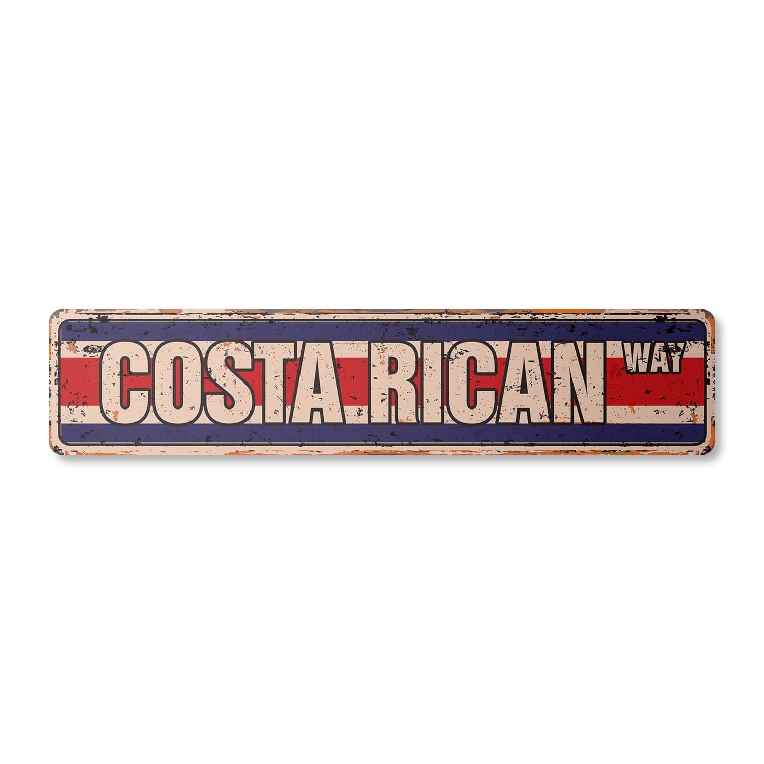 COSTA RICAN FLAG Vintage Plastic Street Sign costa rica national nation ...
