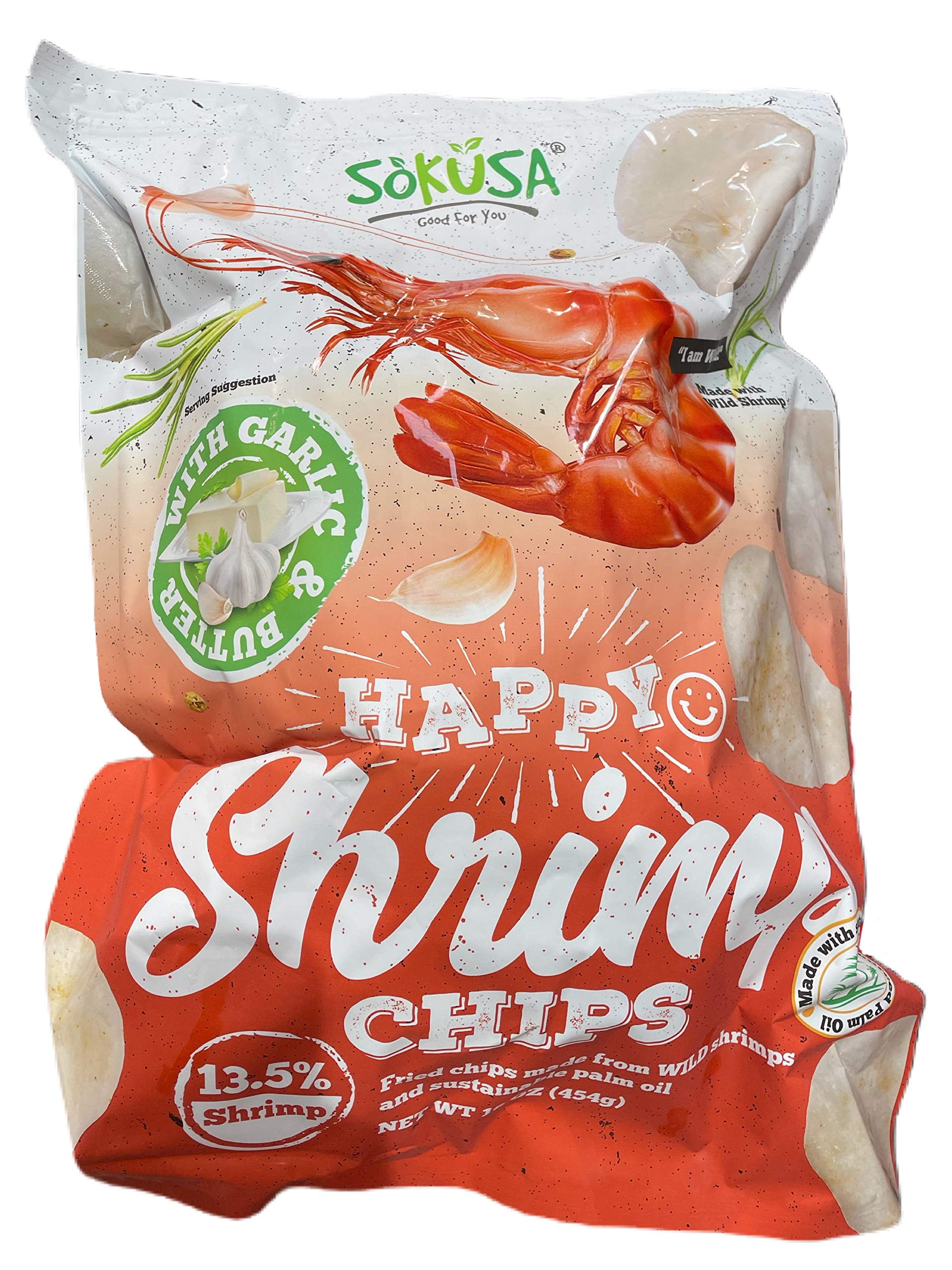 COSTCO Happy Chips With Garlic & Butter 13.5% Shrimp Family Size, 16 Oz - Walmart.com