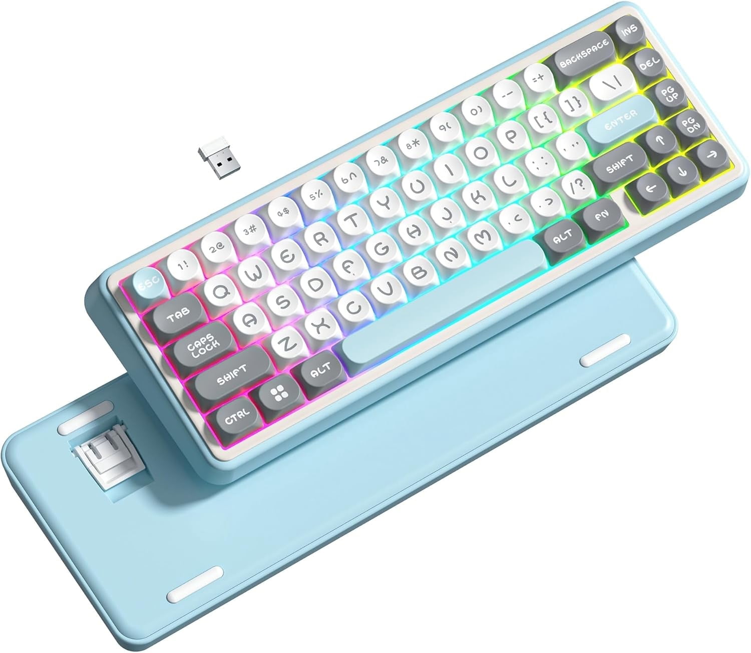 COSTOM Wireless Keyboard,60% Cream Mechanical Gaming Keyboard with Hot ...