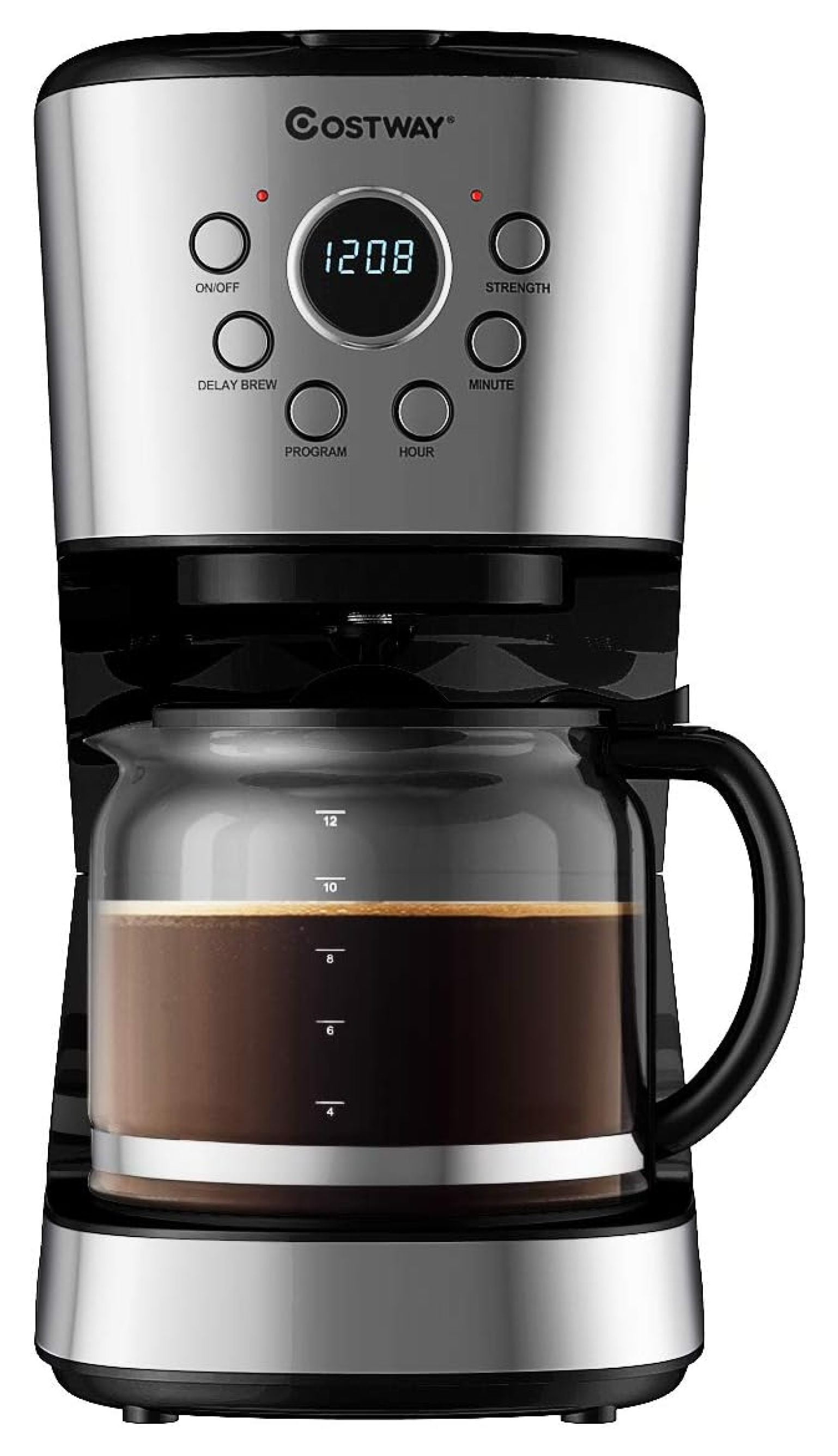 COSTWAY 12-Cup Coffee Maker, Programmable Brew Machine with LCD Display, Removable Mesh Filter ...