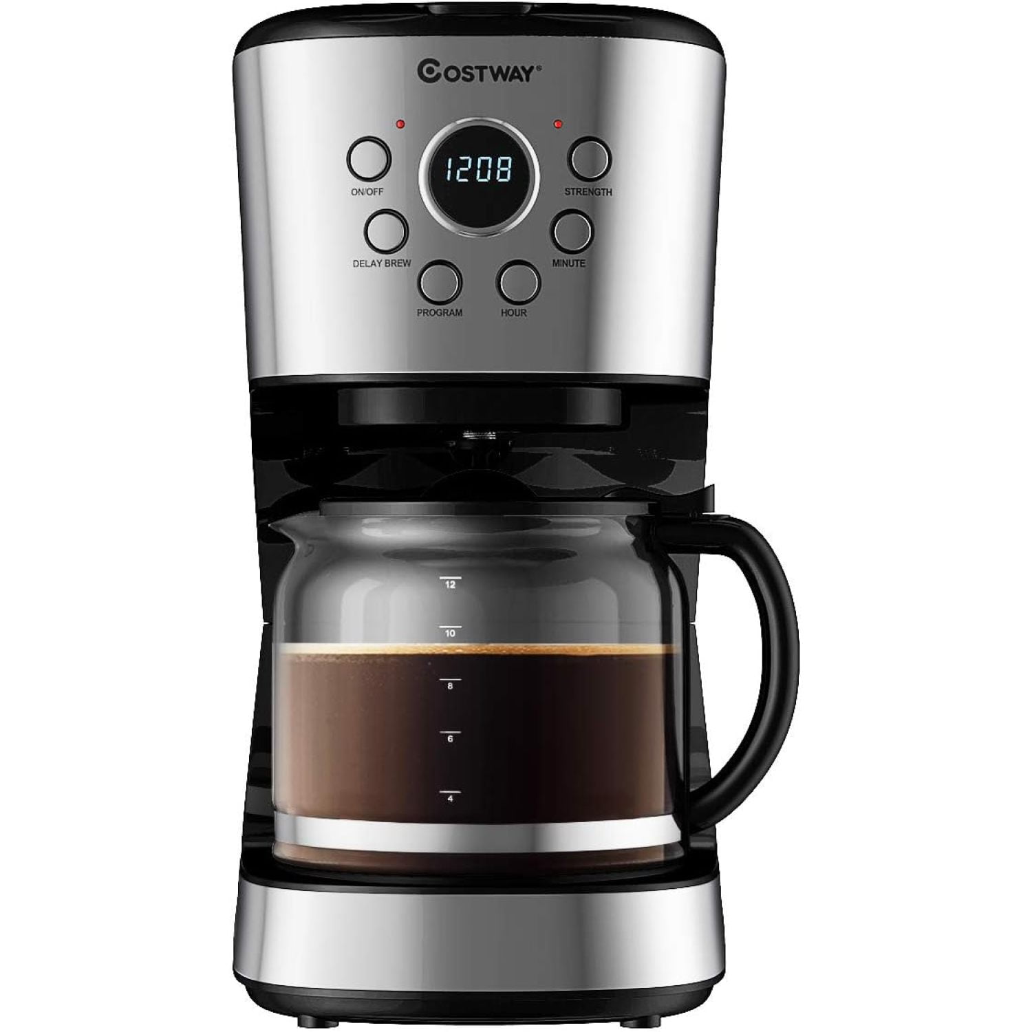 COSTWAY 12-Cup Coffee Maker, Programmable Brew Machine with LCD Display ...