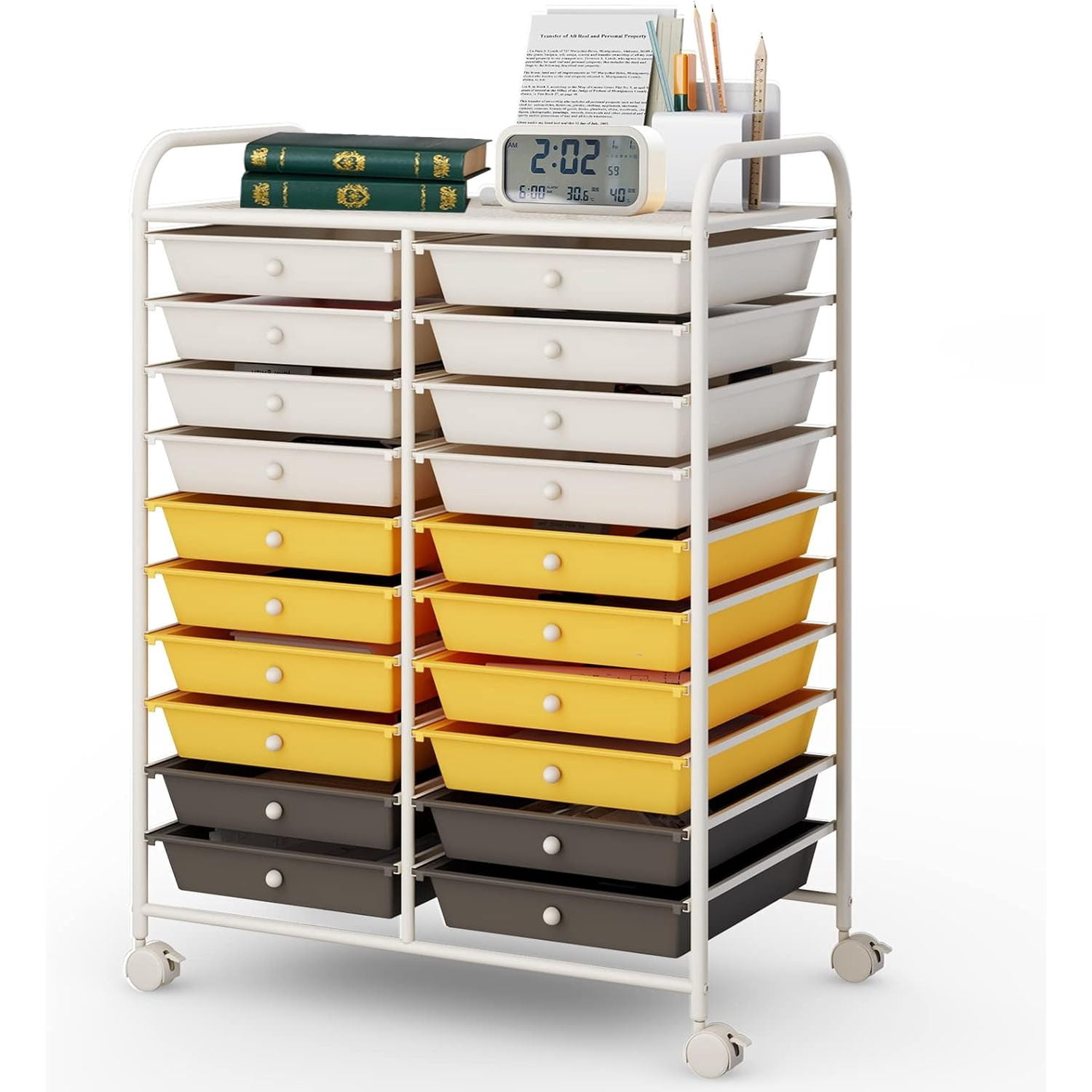 COSTWAY 20-Drawer Rolling Storage Cart, Utility Storage Organizer Cart ...