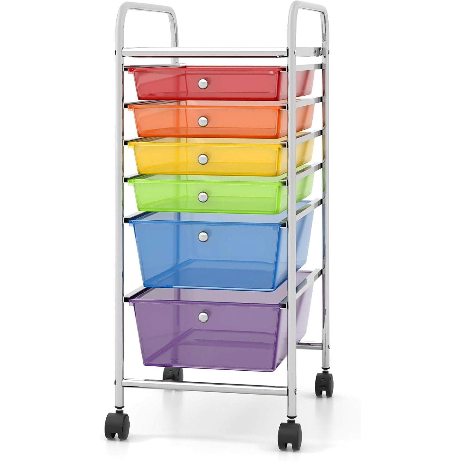 COSTWAY 6-Drawer Rolling Storage Cart, Multifunctional Art Craft Tools ...