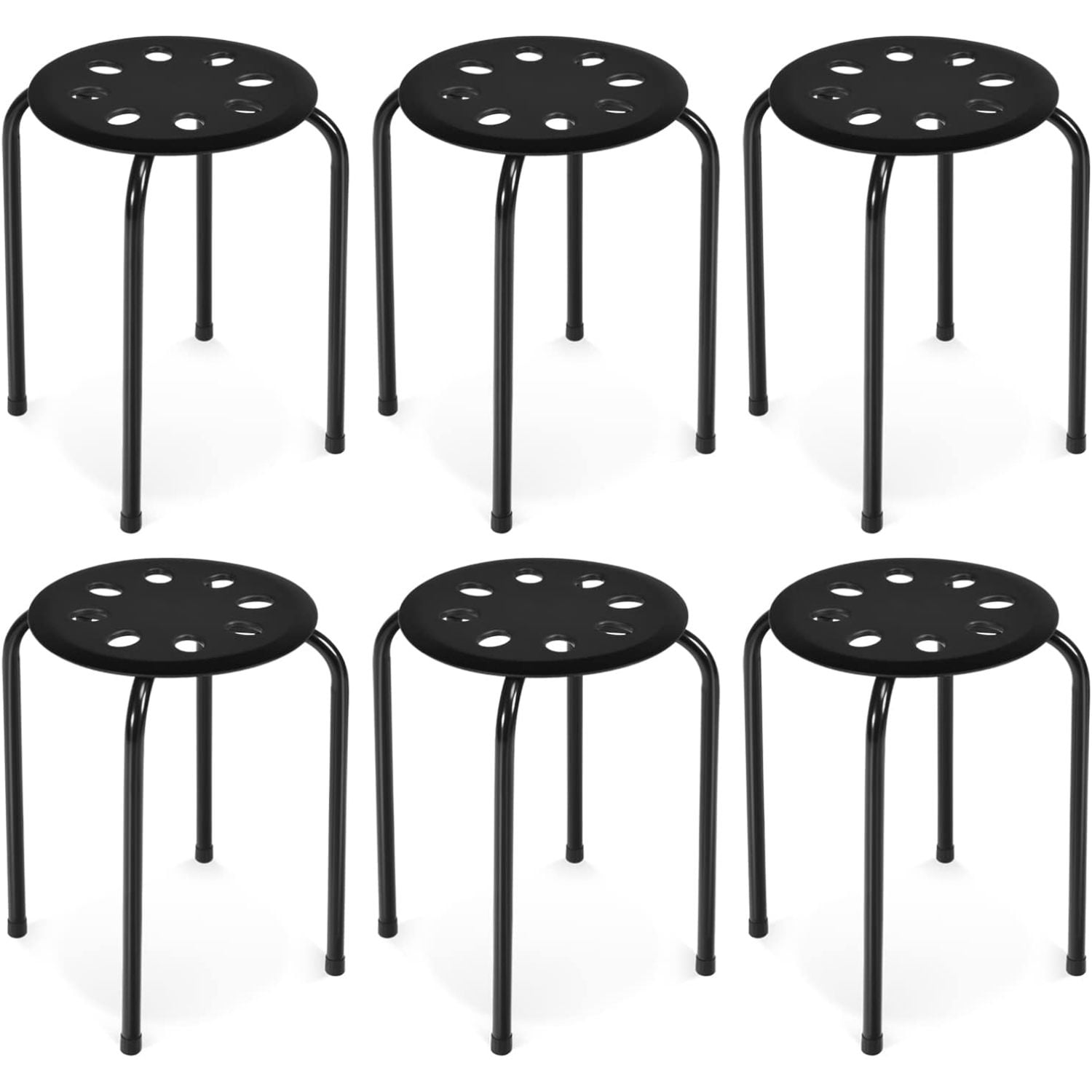 COSTWAY 6-Pack Plastic Stack Stools, 17.5-Inch Portable Stackable ...