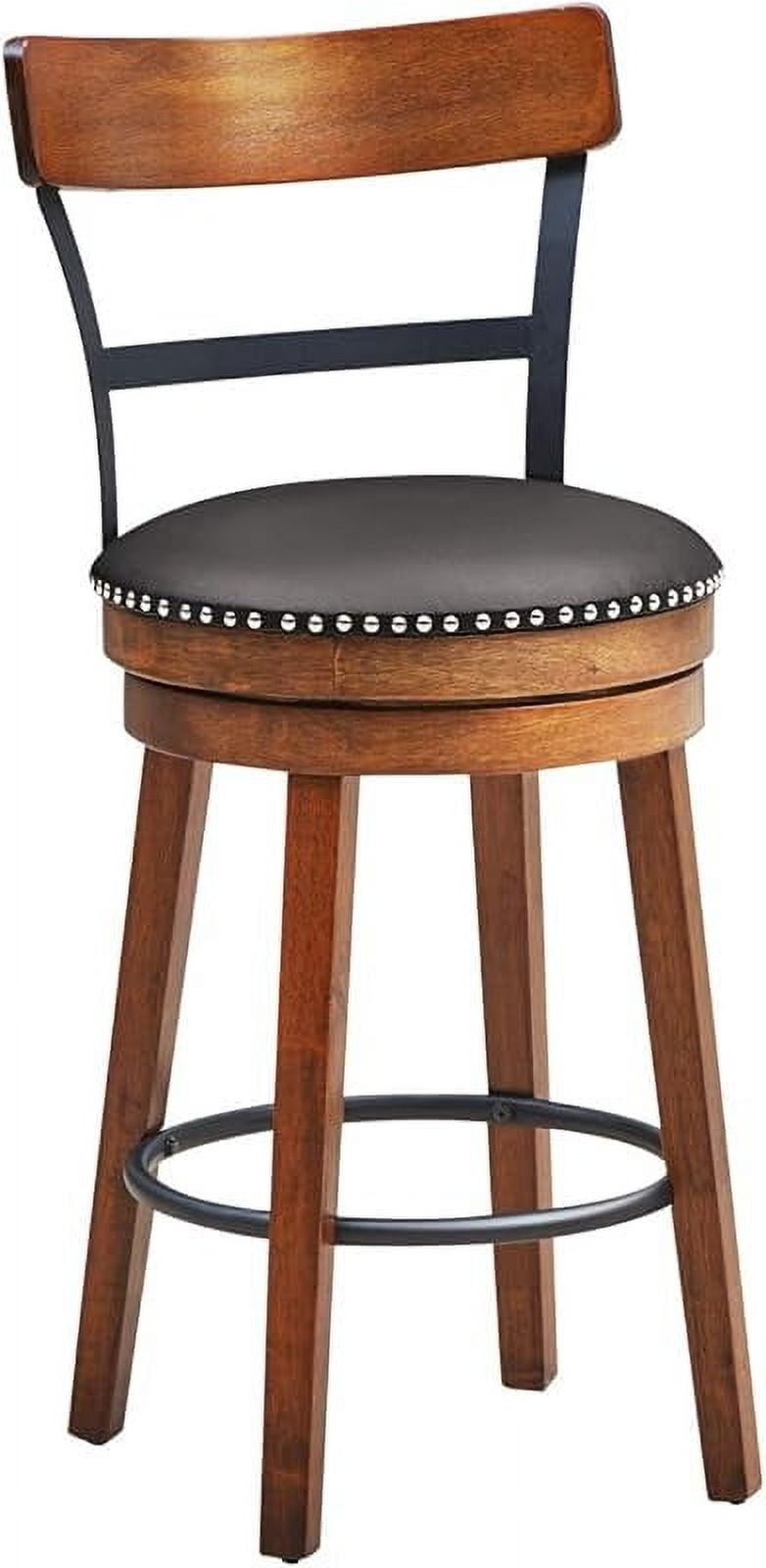 COSTWAY Bar Stools, 360-Degree Swivel Stools with Leather Padded Seat ...