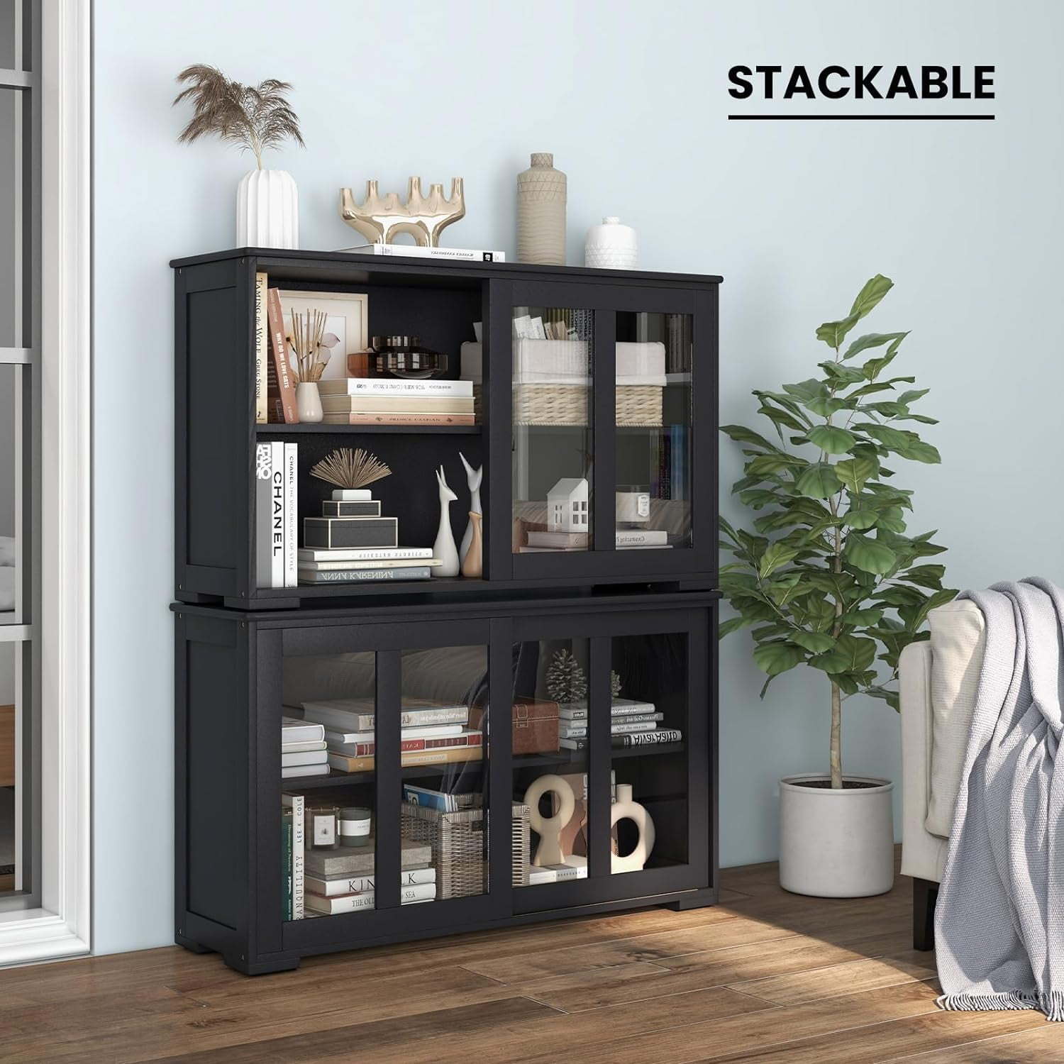 COSTWAY Buffet Sideboard with Storage, 2-Door Floor Cupboard with ...