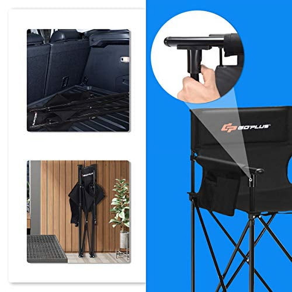 COSTWAY Folding Camping Chair, 38.5” Height Portable Tall Directors ...