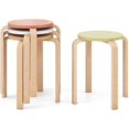 COSTWAY Stackable Bentwood Stools Set of 4, 18-Inch Height Backless ...