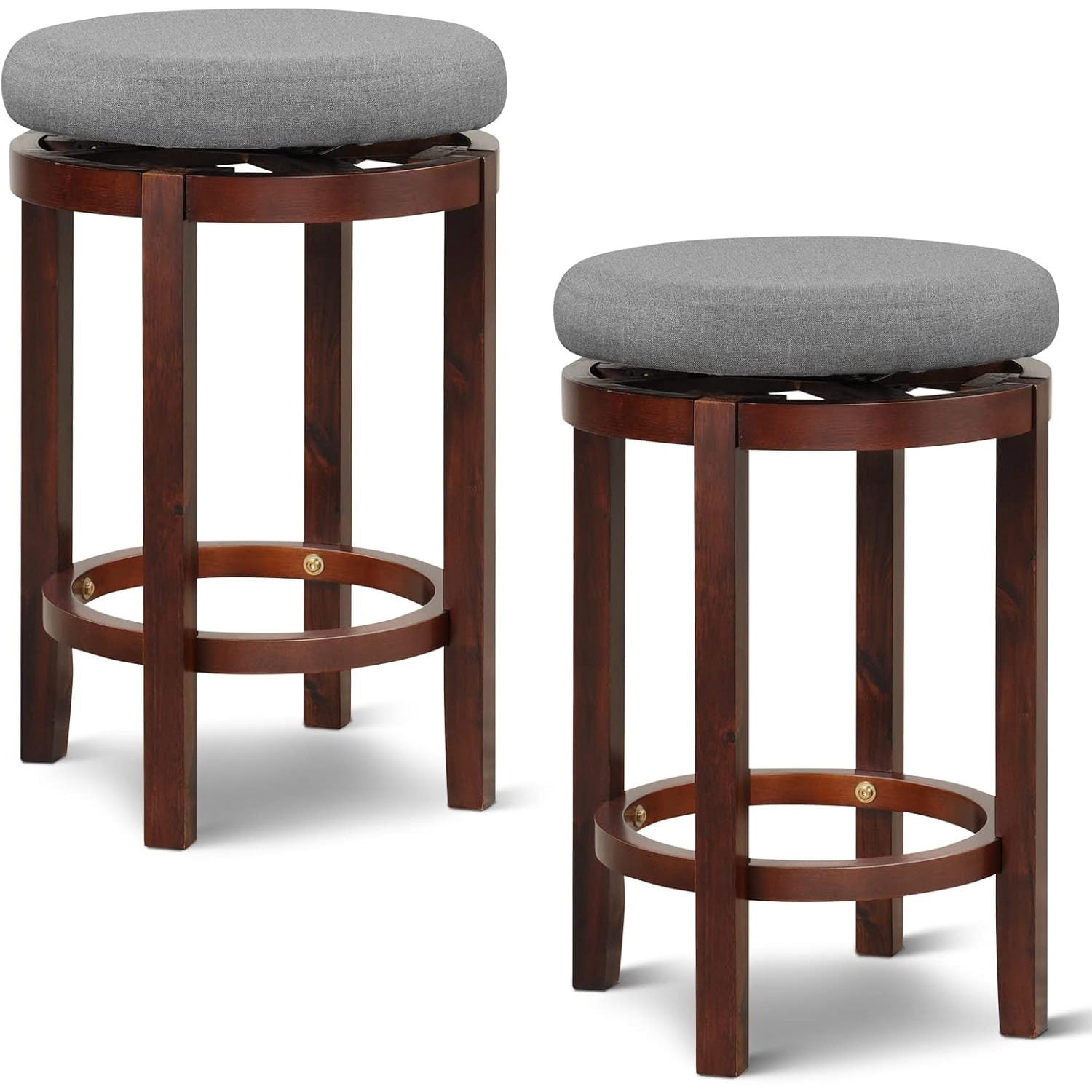 COSTWAY Swivel Counter Height Stools Set of 2, Max Load 400 lbs, 26 ...