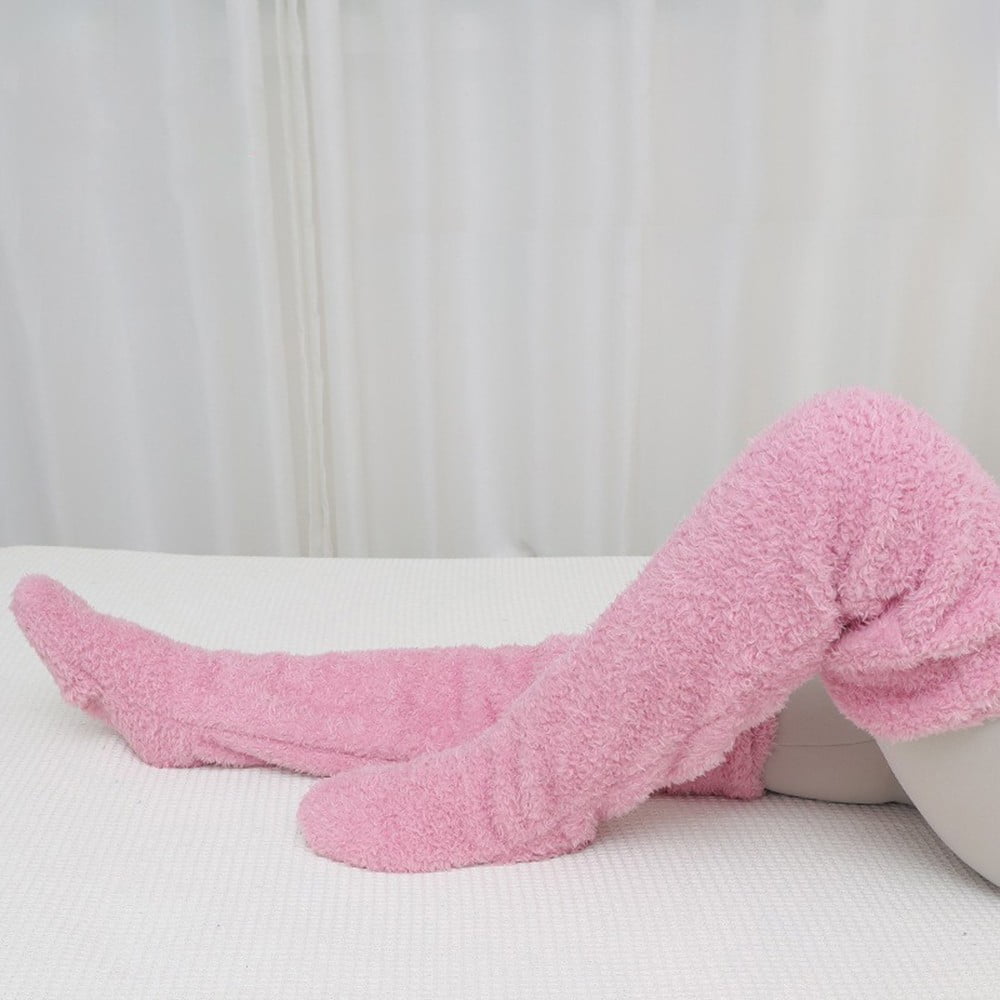 COSTYLE 1 Pair Cozy Socks Fuzzy Leg Warmers Over Knee Sleep Socks Plush ...