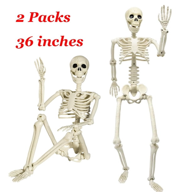 COSTYLE 2 Pack 36" Skeleton Halloween Decorations, Full Body Movable ...