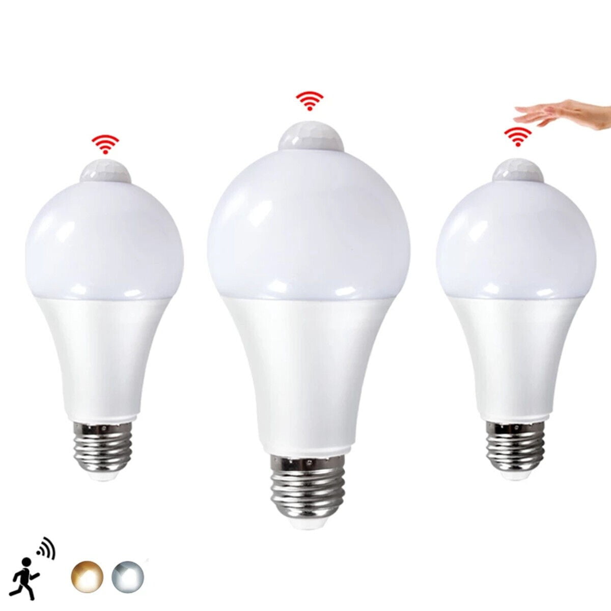 Costyle 3 Pack Motion Sensor Light Bulbs, Daylight, Dusk to Dawn, E27 ...