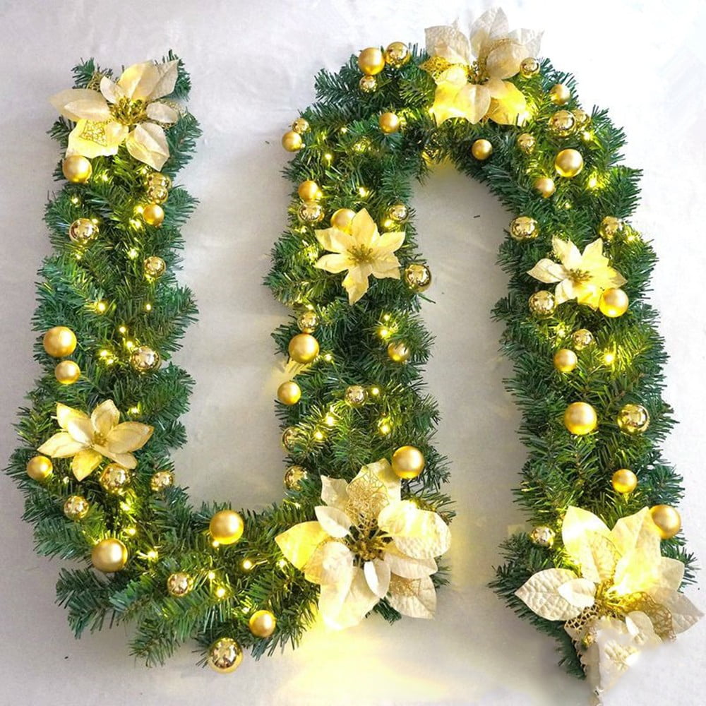 COSTYLE 9FT Christmas Garland with Lights, Pre-lit Garland Christmas ...