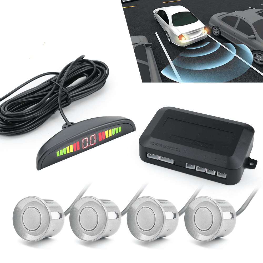 COSTYLE Car Reverse Backup Radar System with 4 Parking Sensors Distance ...