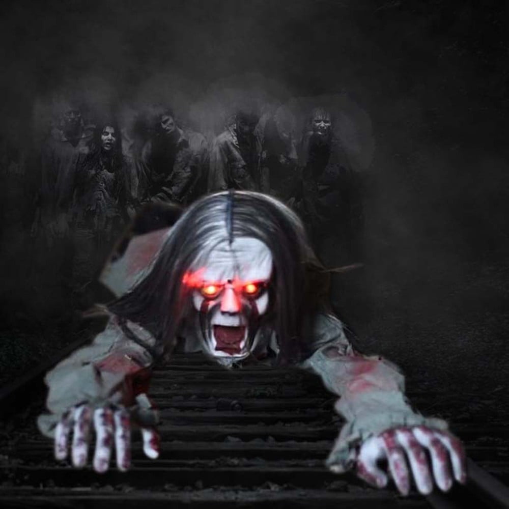 COSTYLE Halloween Scary Long Hair Glow Crawling Ghost with Horror Sound ...