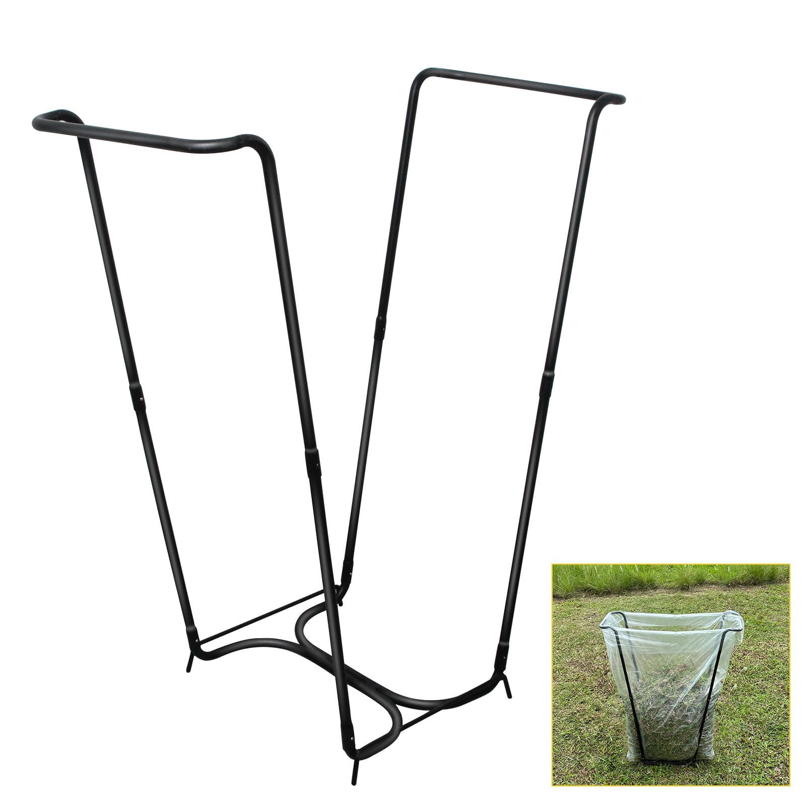 COSTYLE Trash Bag Holder, Outdoor Metal Leaf Bag Holder Stand, Garbage ...