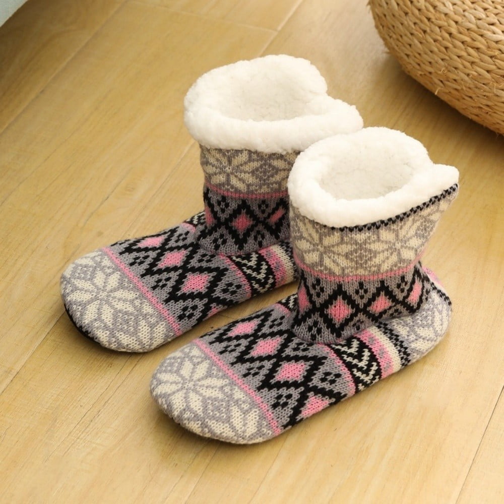 COSTYLE Womens Slipper Socks with Grip – Fuzzy, Winter Warm, Fleece ...