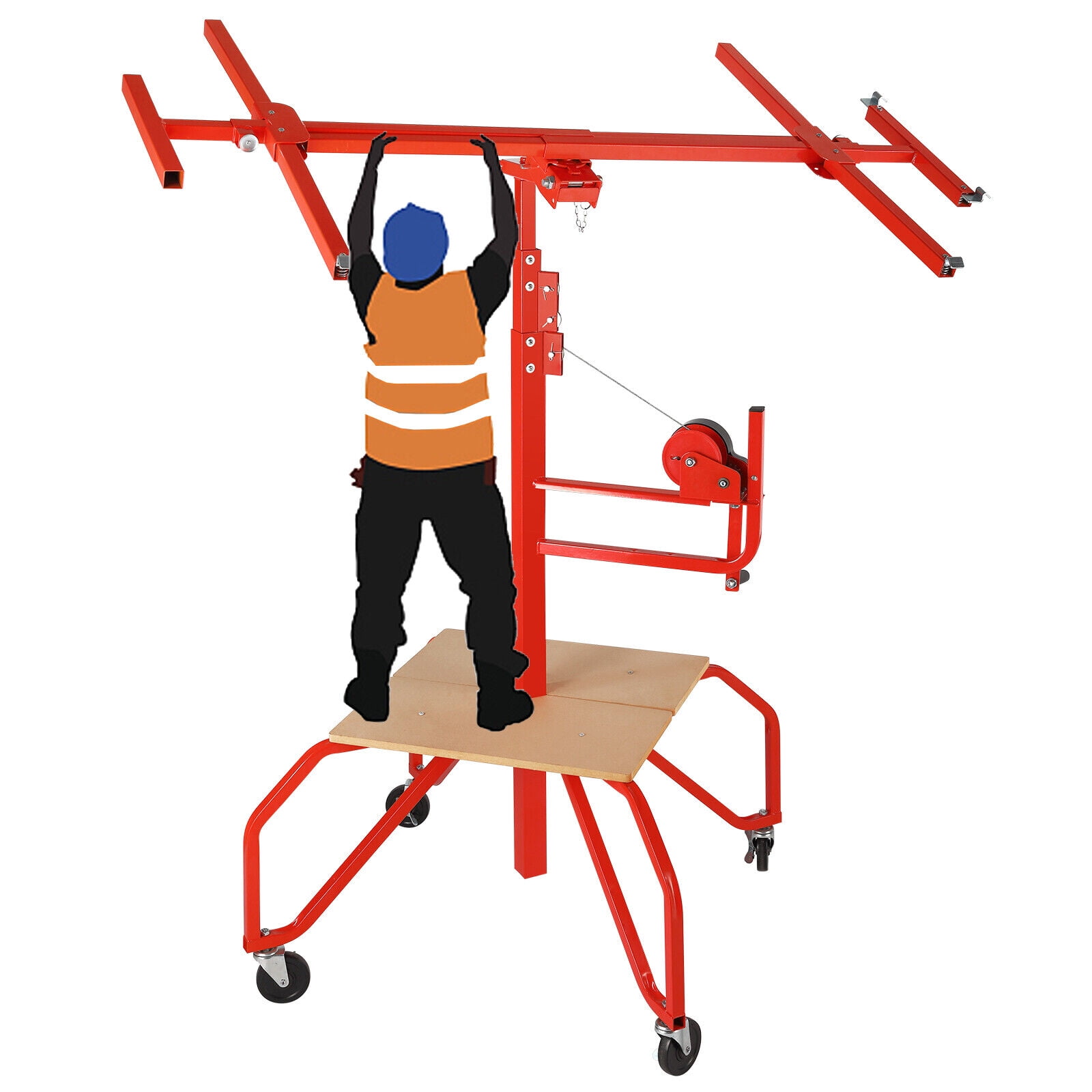 COSVALVE 11ft Drywall Lift Panel Hoist Jack Lifter Rolling Caster Wheel ...