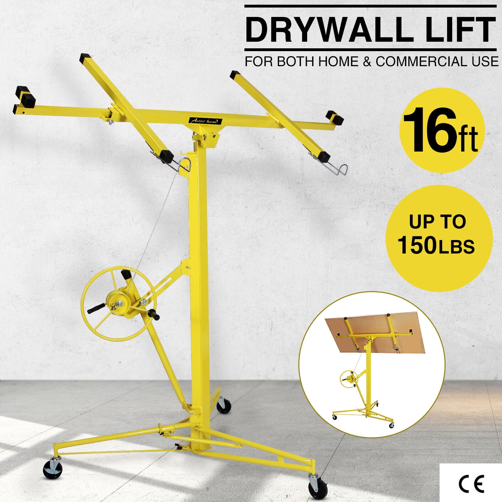 COSVALVE 16ft Drywall Lift Panel Hoist Jack Rolling Caster Wheels ...