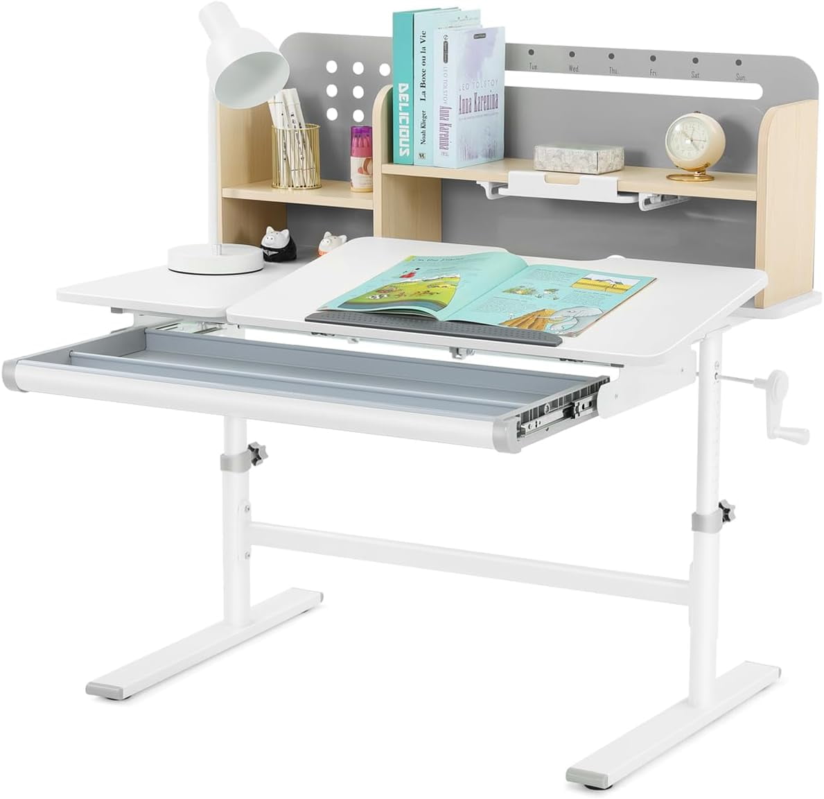 COSVALVE 39in Wide Adjustable Height Kids Desk with Tilting Desktop ...