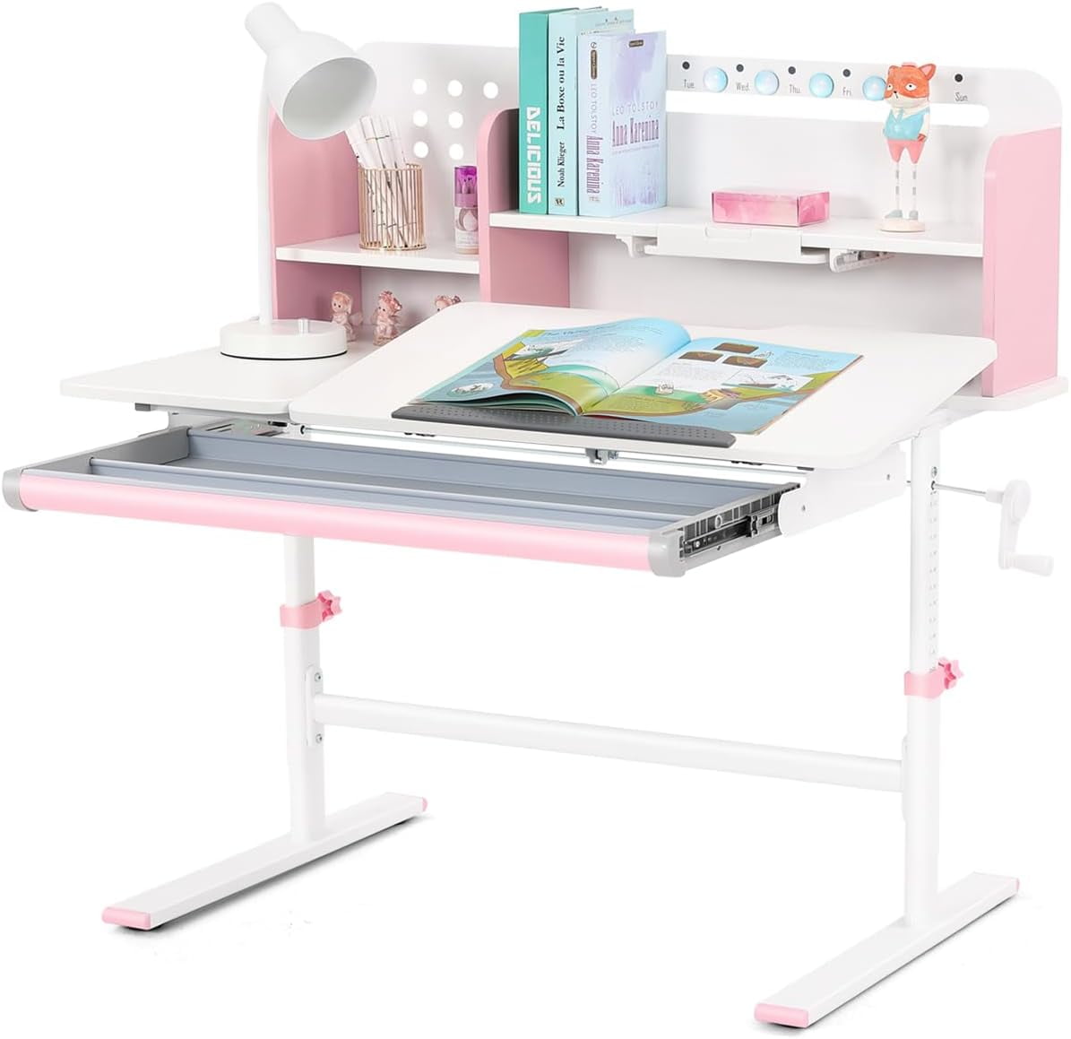 COSVALVE 39in Wide Adjustable Height Kids Desk with Tilting Desktop ...