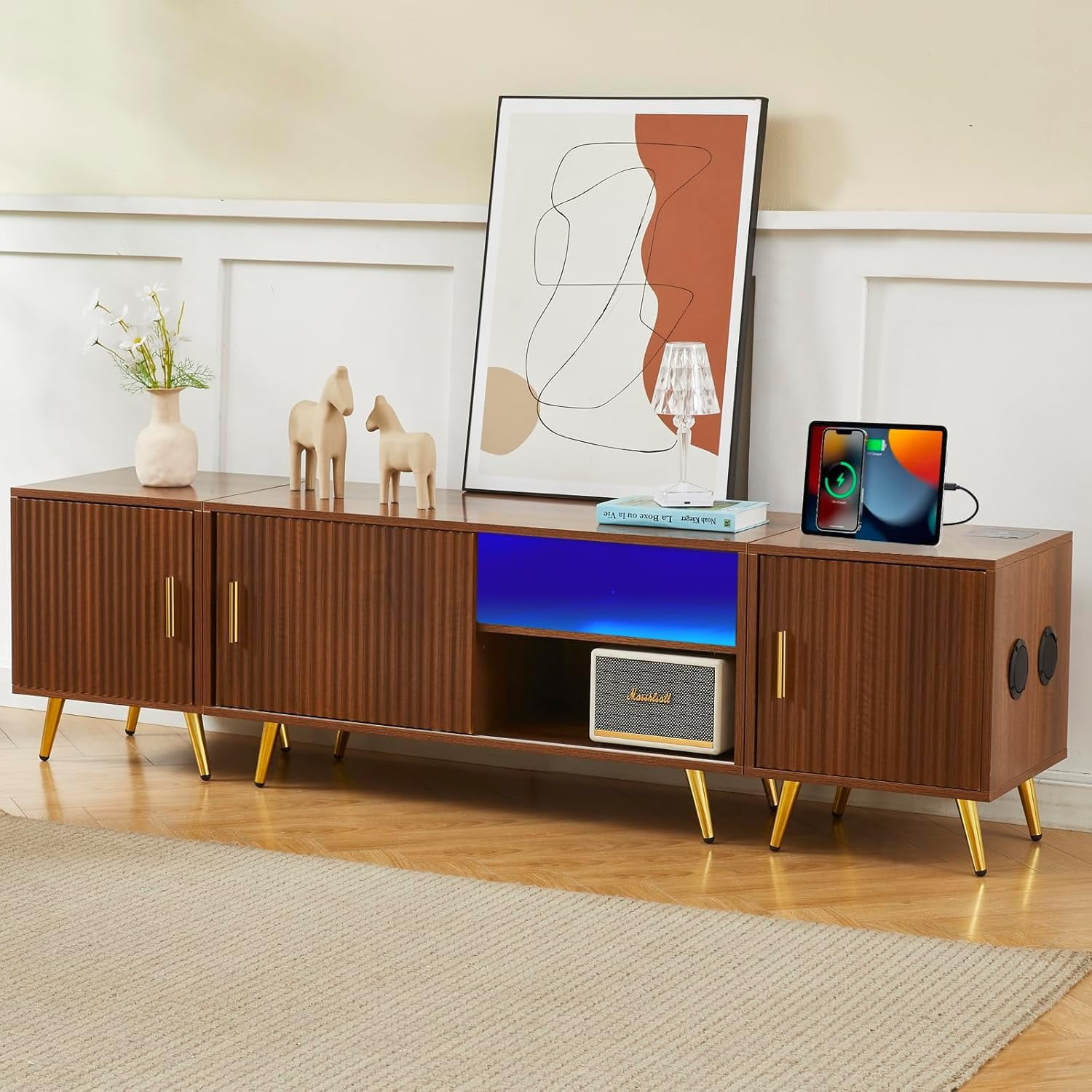 COSVALVE 71" TV Stand for 65/75/80 Inch TV with Charging Station ...