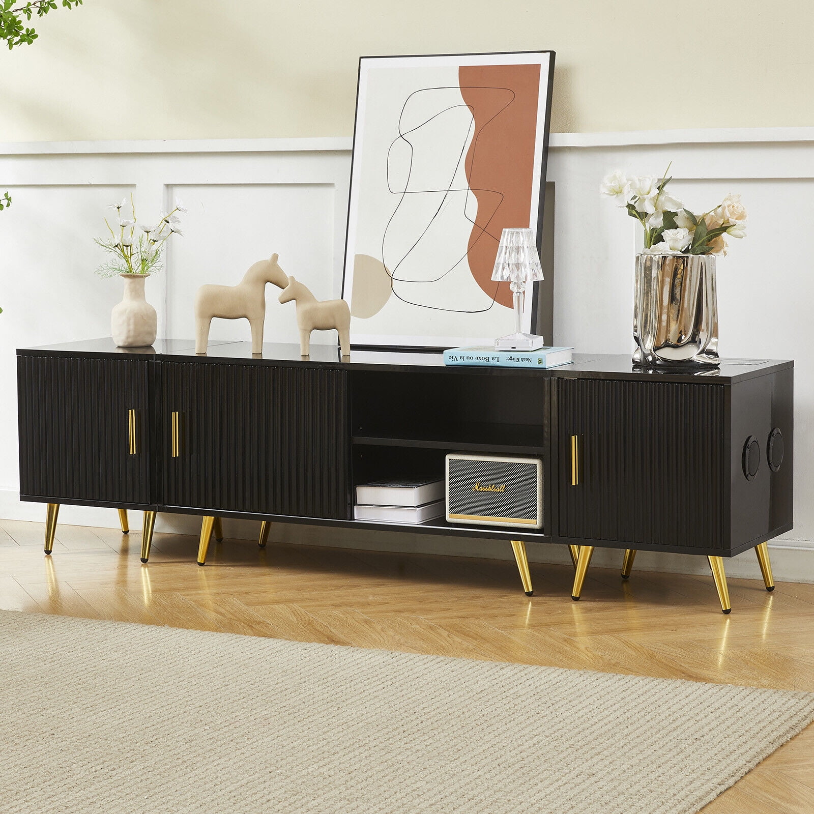 COSVALVE 71" TV Stand Entertainment Center with Charging Station ...