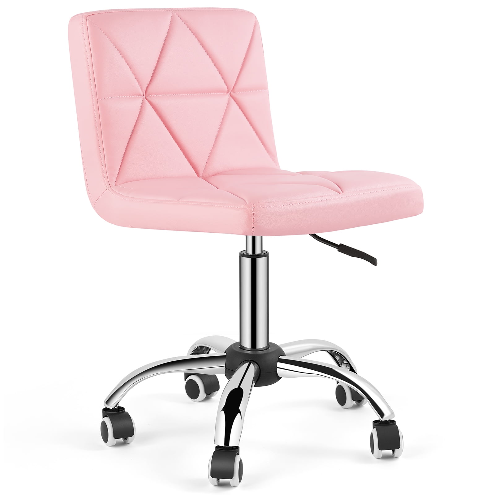 COSVALVE Rolling Armless Low Back Task Desk Chair, Pink Swivel Office ...