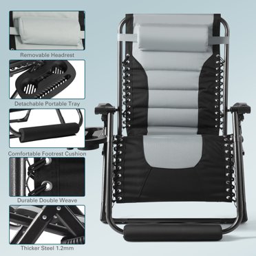 Gymax 2PC Outdoor Deck Foldable Lounge Chairs, Adjustable Reclining ...