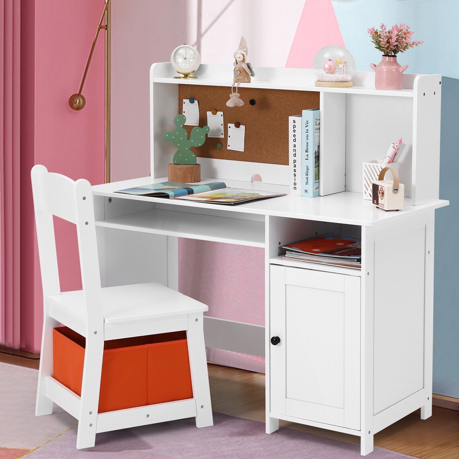 COSVALVE Kid's Study Desk and Chair for Children with Storage Bins ...