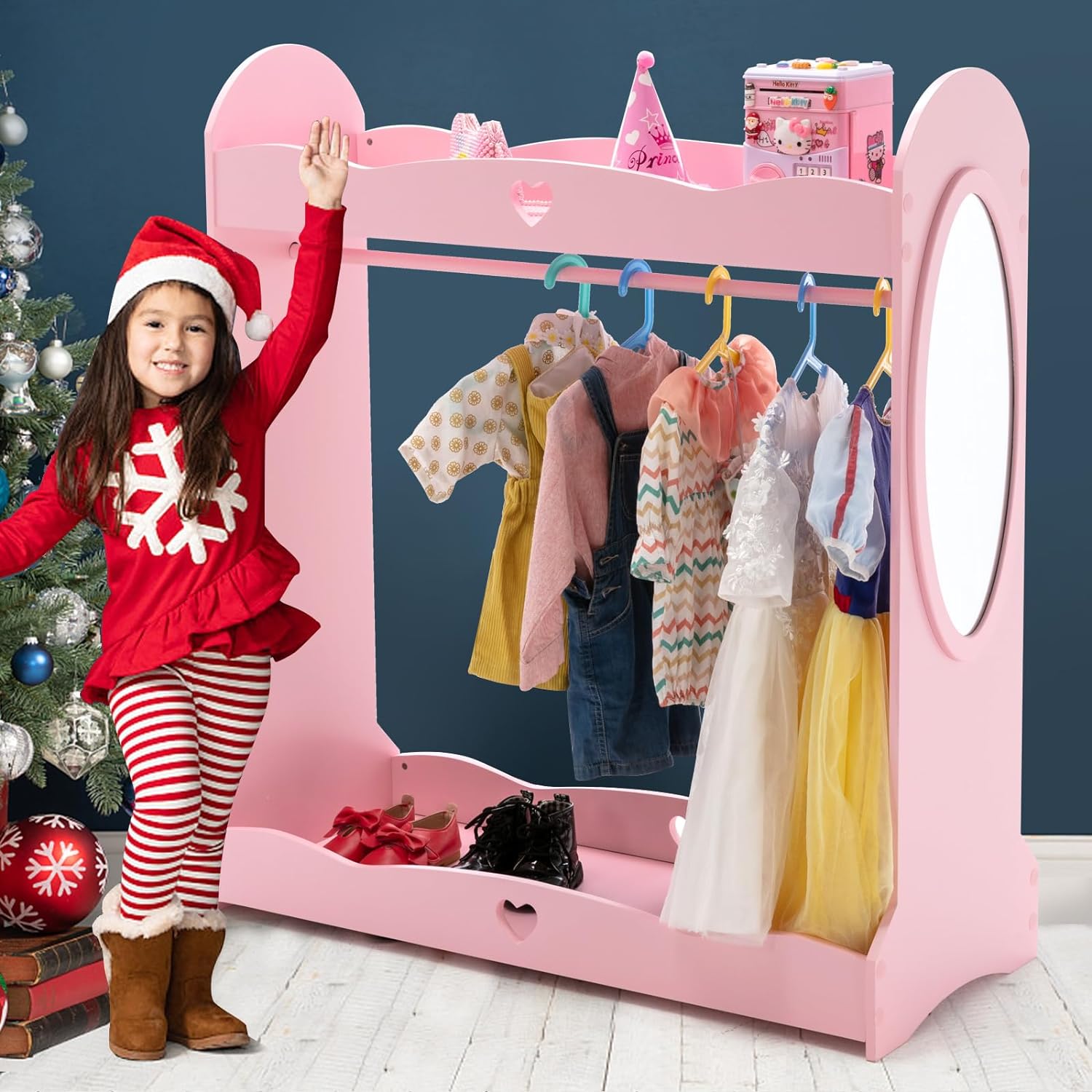 COSVALVE Kids Armoire Dress-Up Storage w/Mirror,Dress up Closet,Pink ...