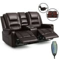 COSVALVE PU Leather Two-Seater Recliner Sofa with Massage, Heat, Cup ...