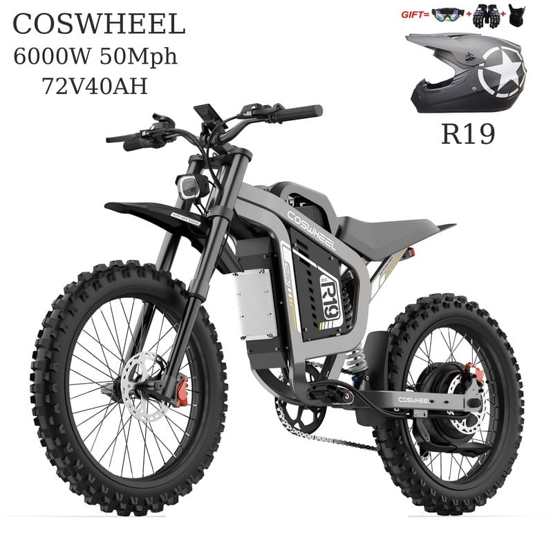 COSWHEEL R19 6000W Peak 50MPH Electric Dirt Bike for Adults,72V 40Ah ...