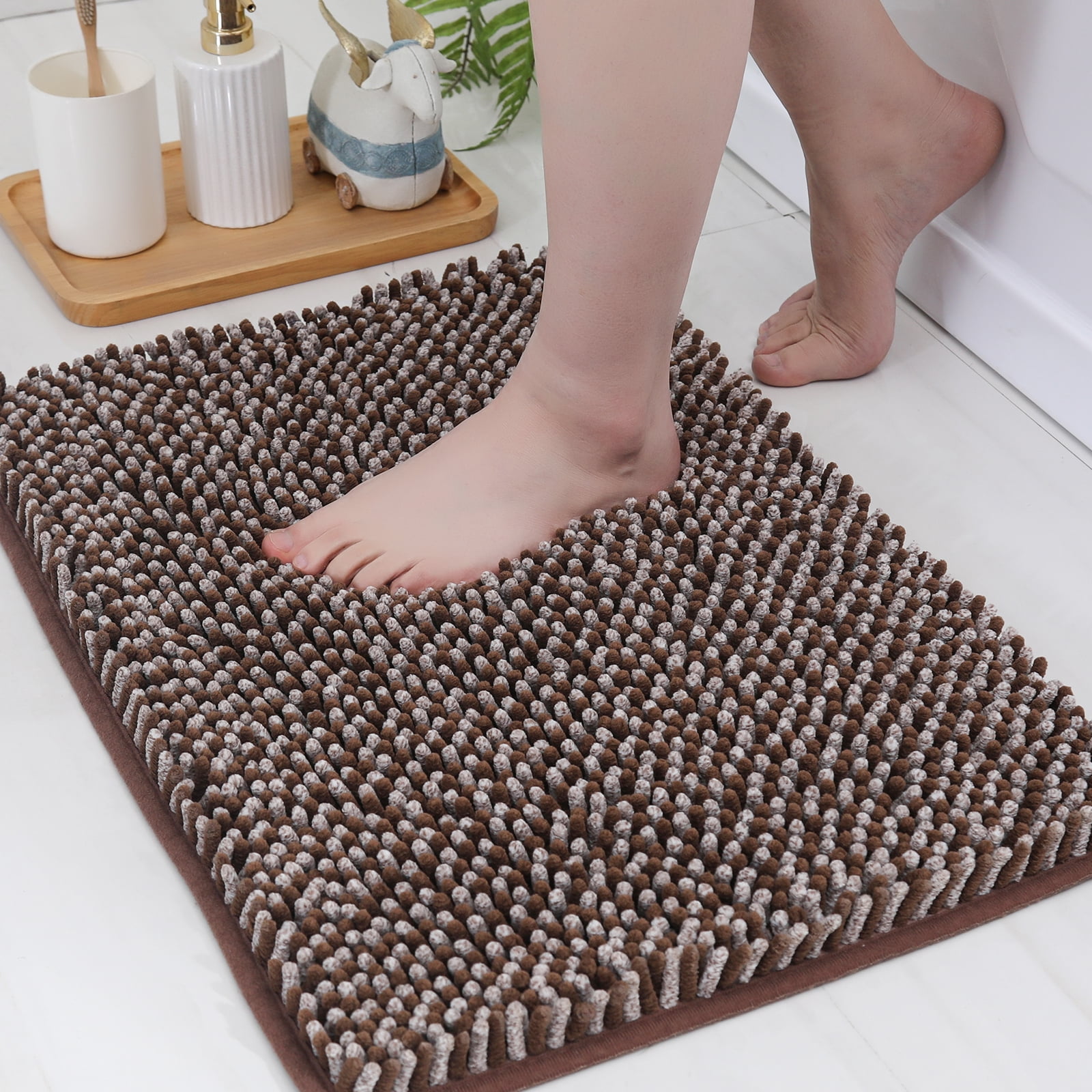 "COSY HOMEER 17""x24"" Chenille Bathroom Rugs, Non-Slip, Absorbent ...