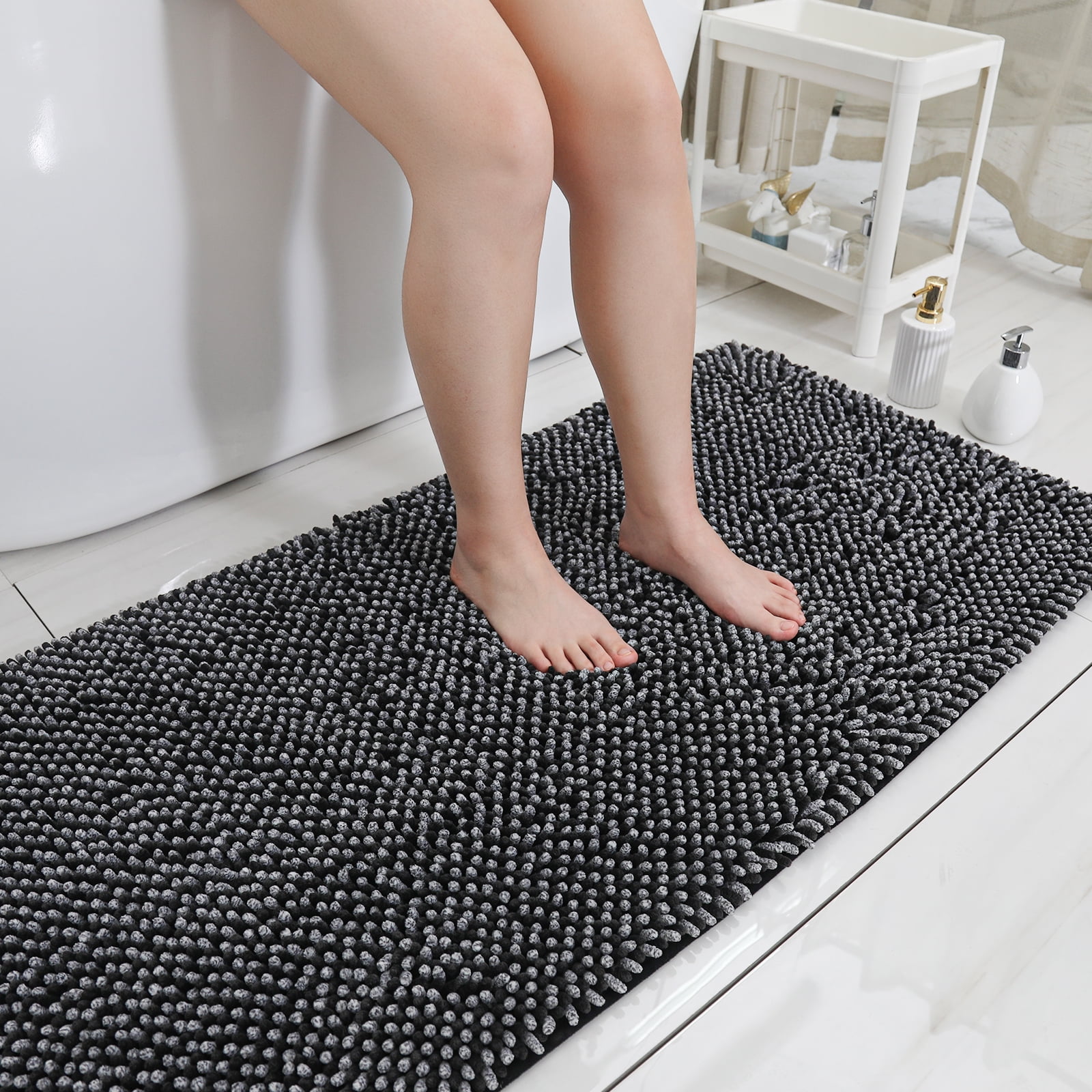COSY HOMEER 24"x48" Microfiber Chenille Bathroom Rug, Non-Slip ...