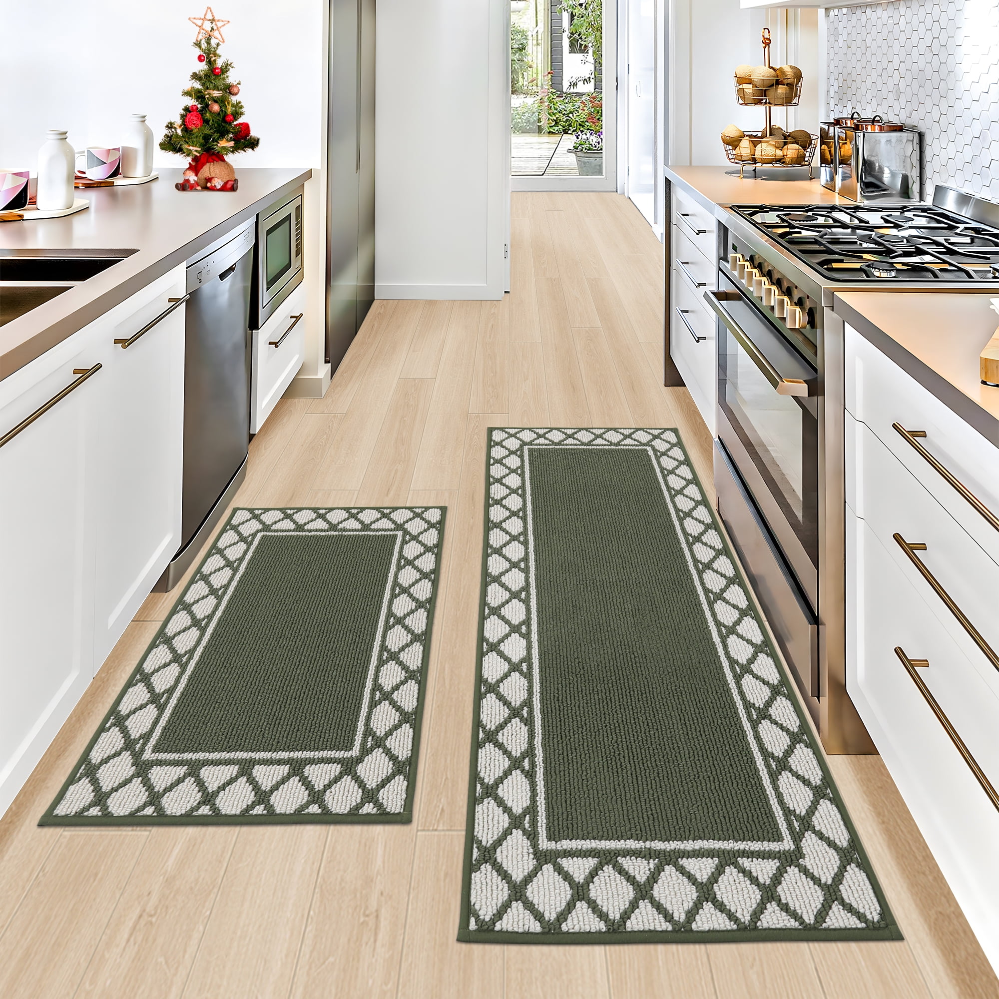 COSY HOMEER Thick Kitchen Rug and Mat 2-Pieces,20"x30"+20"x48" Non Skid ...