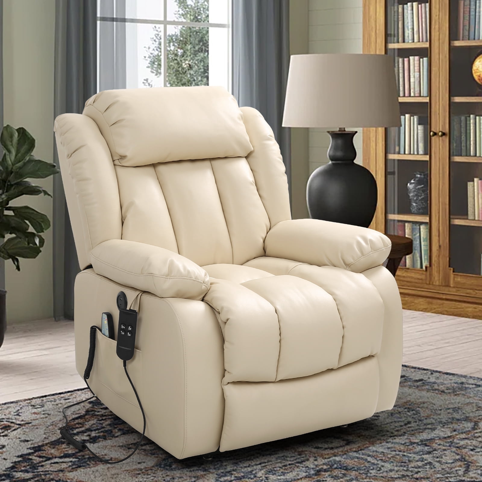 COSYJOY Dual Motor Assist Lift Power Chair,Leather Recliners with ...