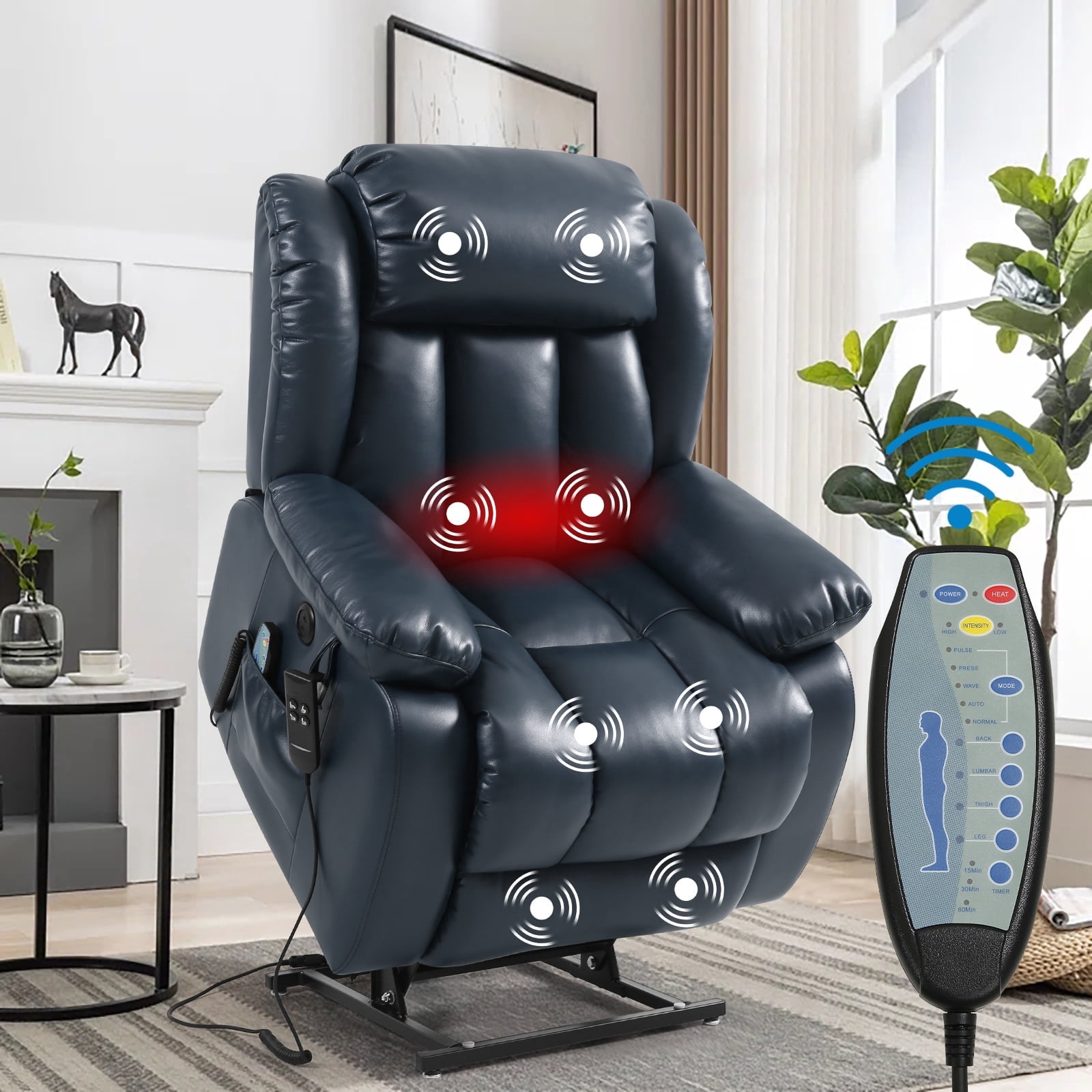 COSYJOY Dual Motor Assist Lift Power Chair,Leather Recliners with ...