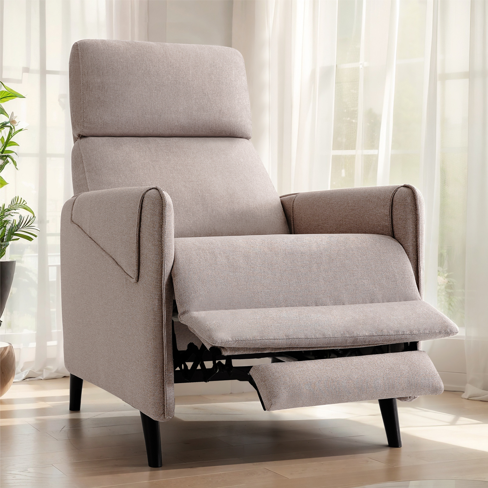 Oakwood Woven Fabric Recliner, Beige - Walmart.com