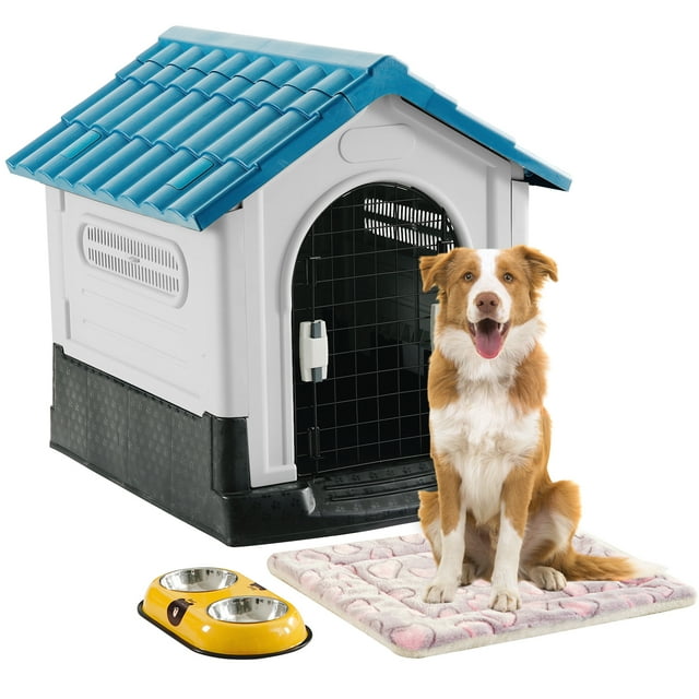 COSYJOY Large Plastic Dog House Kit with Door,Waterproof Indoor Outdoor ...