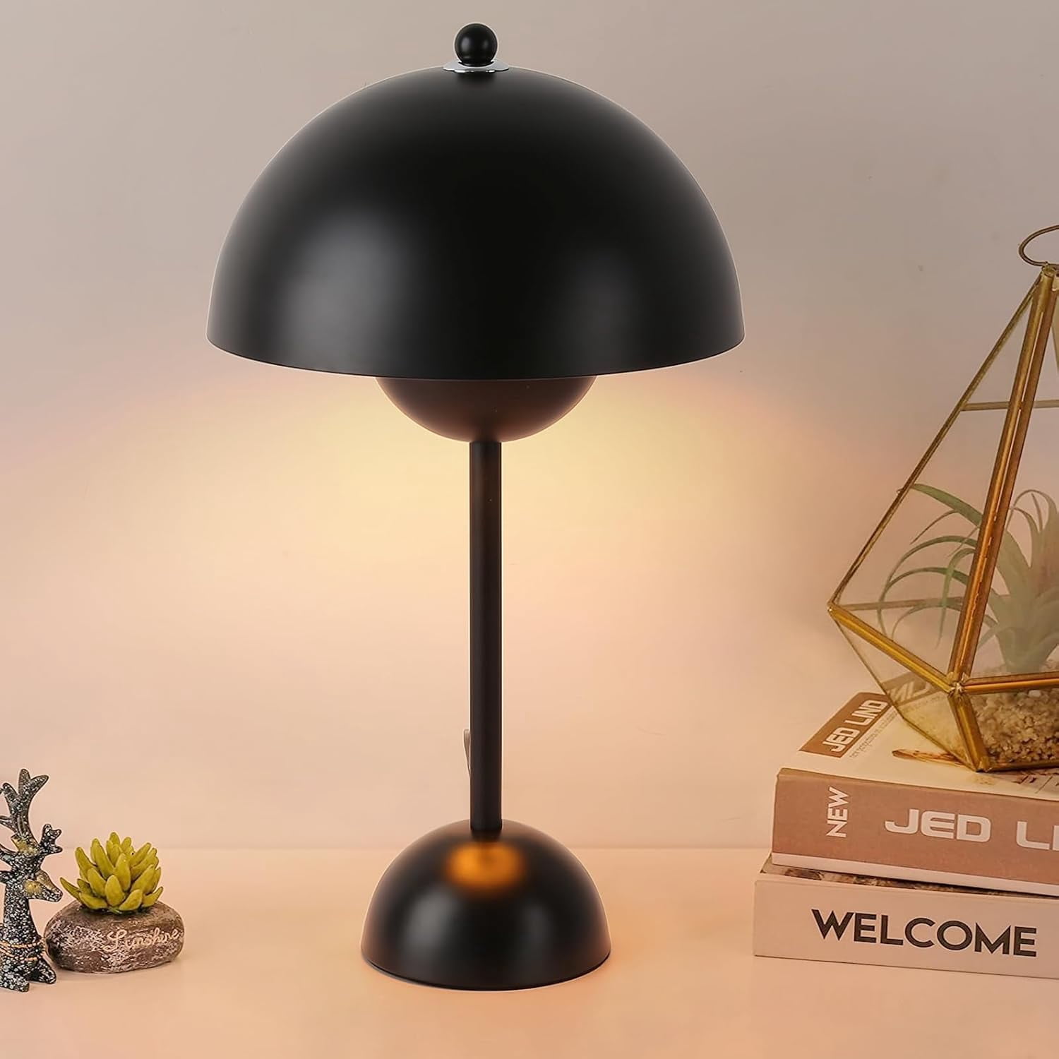 COSYLUX Modern Small Table Lamp for Bedroom, Cute Dome Shade Reflecting ...