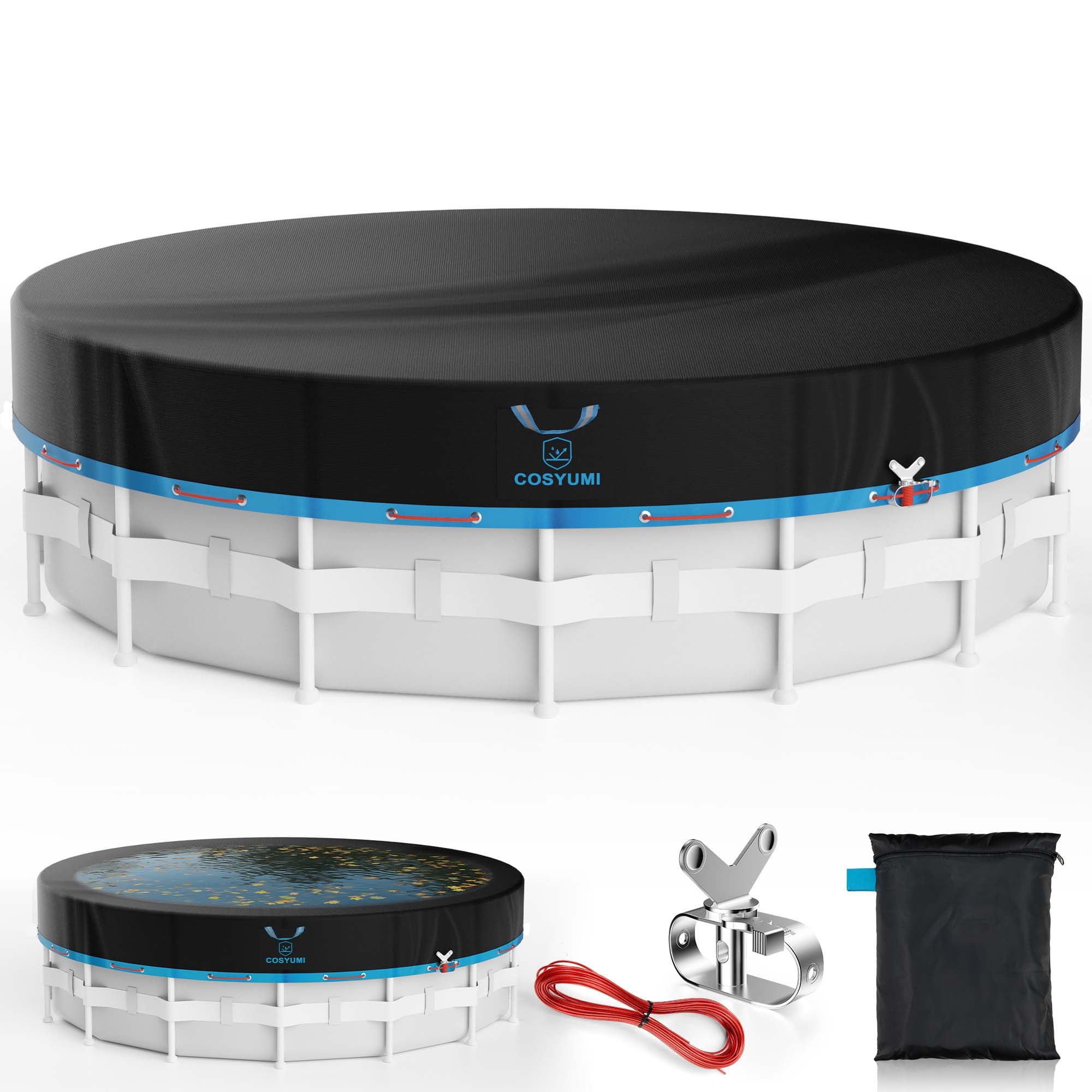 COSYUMI 24 Ft Round Pool Cover, 420D Oxford Solar Pool Cover for Above ...